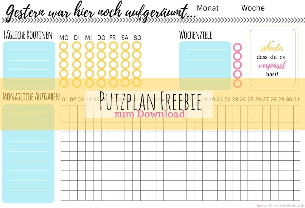 Es schimpft sich Putzplan...oder so ähnlich! (Mit Vorlage zum Download)